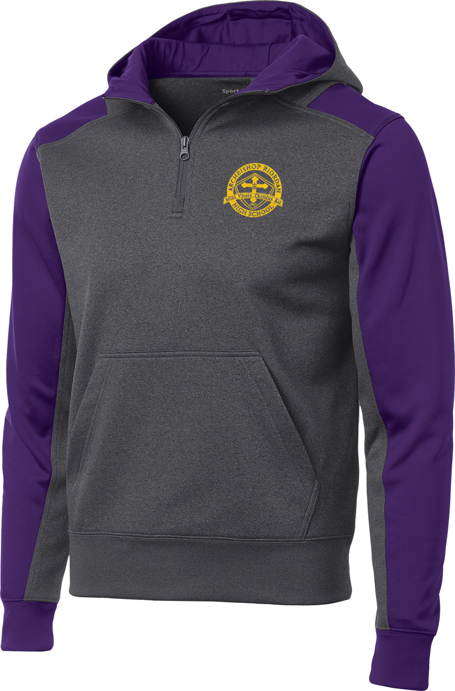 Sport-Tek Tech Fleece 1/4-Zip Hooded Sweatshirt, Graphite Heather ...